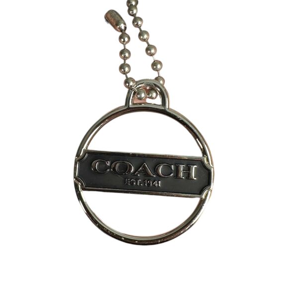 Coach | Accessories | Coach Silver Black Round Medallion Keychain Bag ...